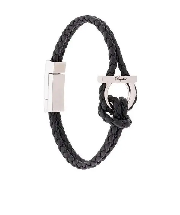 FERRAGAMO Gancini Woven Bracelet - Black
