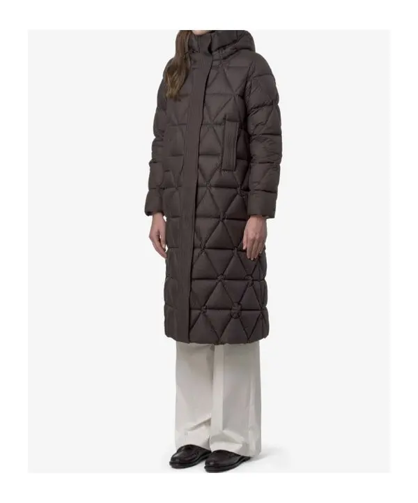K-WAY Long Down Coat With Quilted Detail