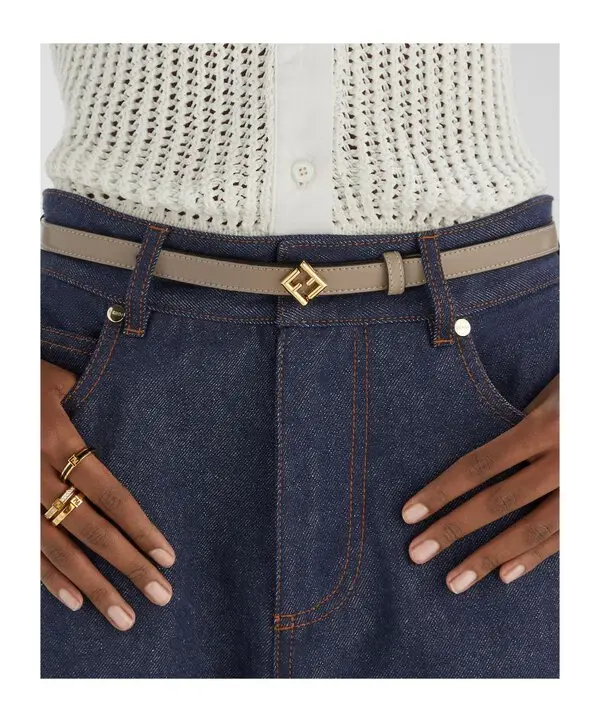 Fendi Ff Diamonds Belt - Nude