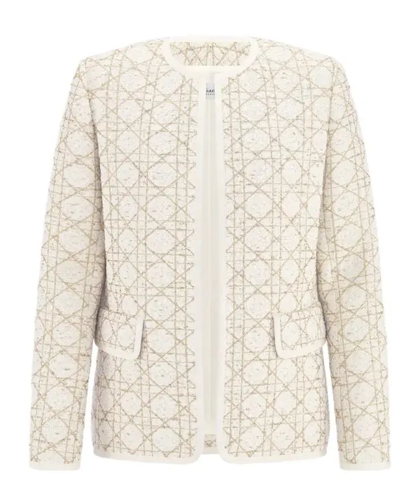 Dior Patterned Collarless Jacket - White
