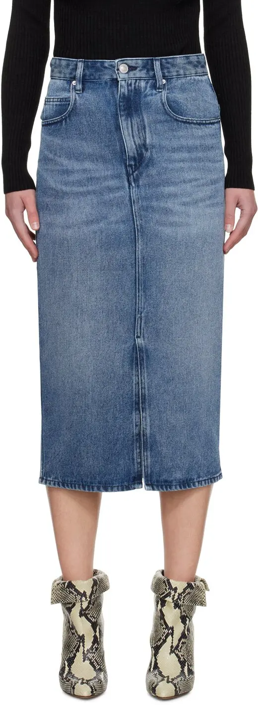 Isabel Marant Étoile High-waist Denim Midi Skirt With Front Slit