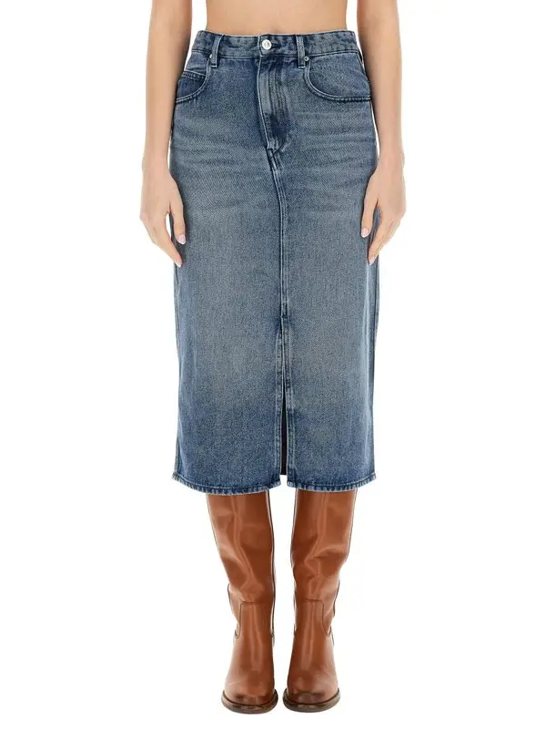Isabel Marant Étoile High-waist Denim Midi Skirt With Front Slit