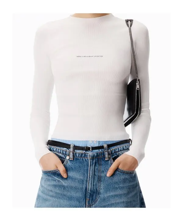 Alexander Wang Logo Ribbed Long Sleeve T-shirt