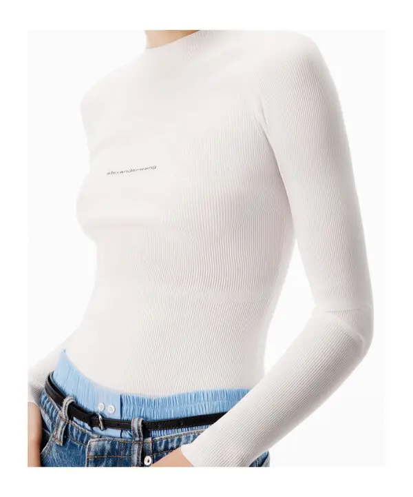 Alexander Wang Logo Ribbed Long Sleeve T-shirt