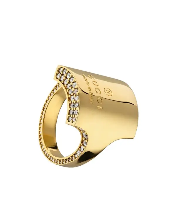 Gucci Trademark Crystal Ring - Golden