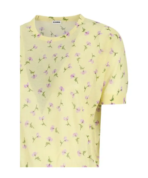 JIL SANDER Floral Print Crewneck T-shirt - Yellow