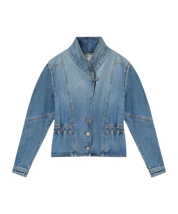 Isabel Marant Étoile Dolie Gather Detailed Denim Jacket - Light Blue