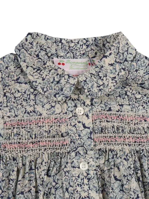 Bonpoint Floral Printed Short-sleeved Collared Top - Gray