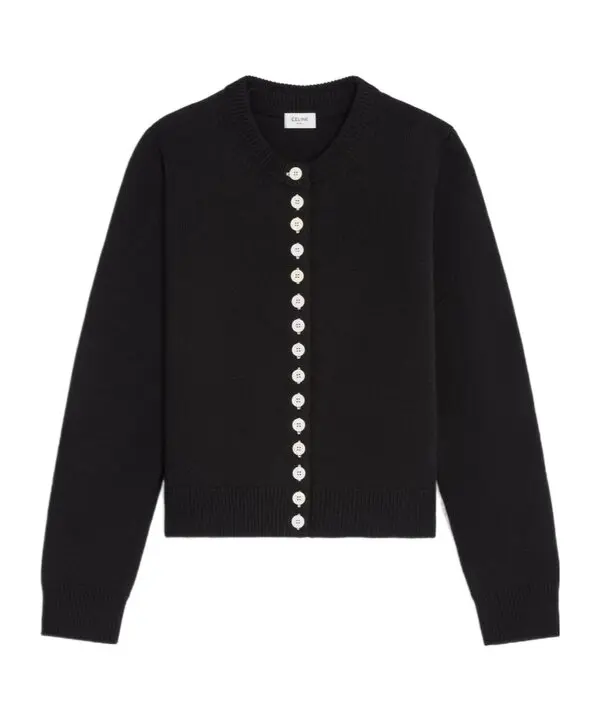 Celine Twinset Cardigan In Heritage Cashmere - Black