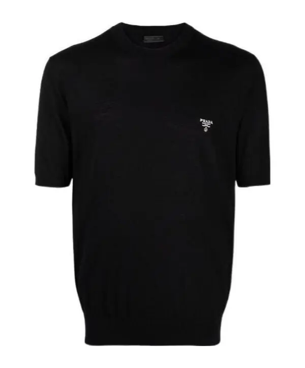 Prada Logo Embroidered Knit T-shirt