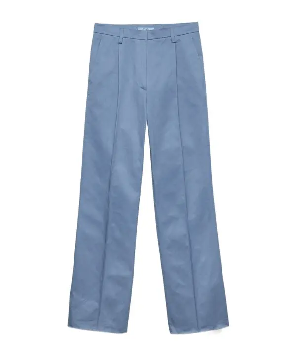 Prada Pleated Straight-leg Trousers - Pilot Blue