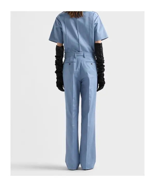 Prada Pleated Straight-leg Trousers - Pilot Blue
