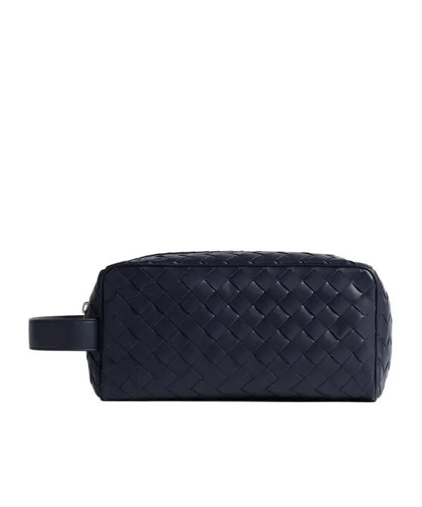 Bottega Veneta Intrecciato Travel Pouch - Midnight Blue/basalt