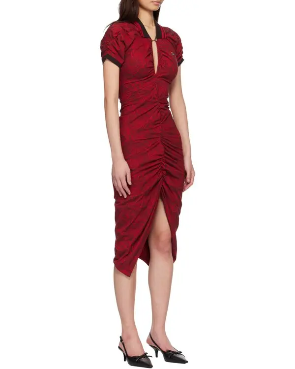 VIVIENNE WESTWOOD Ruched Orb Embroidered Midi Dress - Doodle Ball