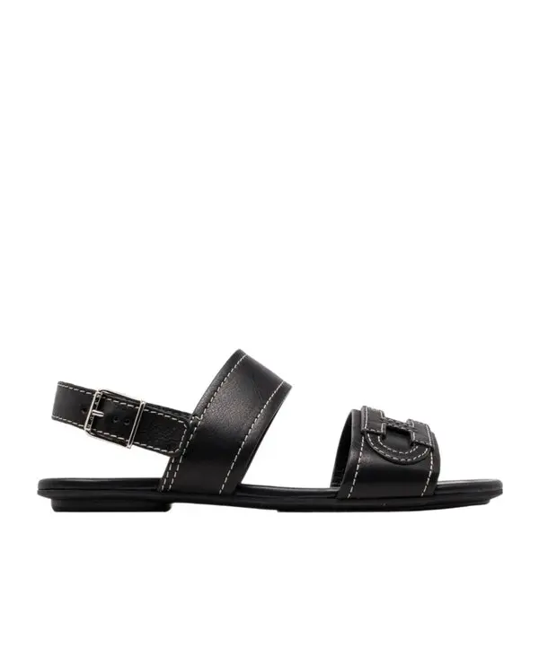 Hogan Logo Strap Flat Sandals - Black