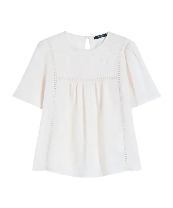 Max Mara Embroidered Panel Top - Off White