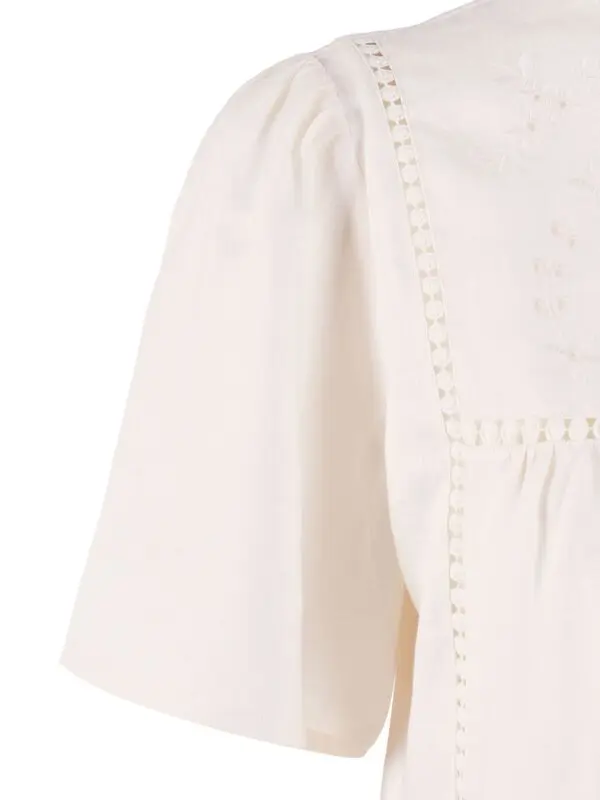 Max Mara Embroidered Panel Top - Off White