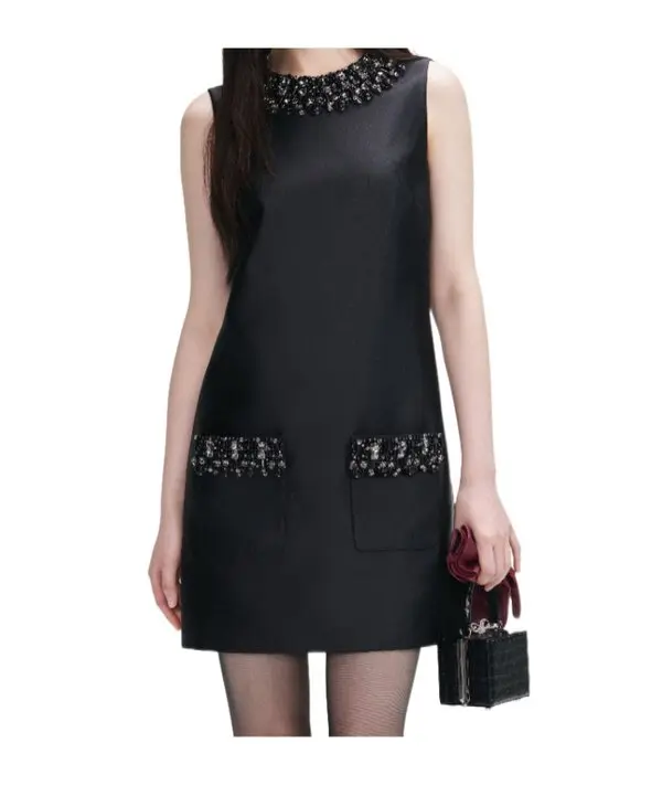 SELF-PORTRAIT Embellished Pocket Mini Dress