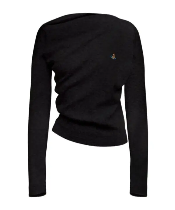 VIVIENNE WESTWOOD Long Sleeve Fitted Top With Orb Embroidery