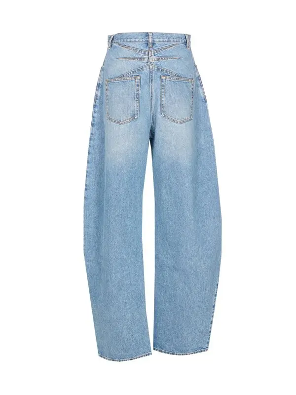 Alaïa Round Barrel Leg Jeans - Light Blue