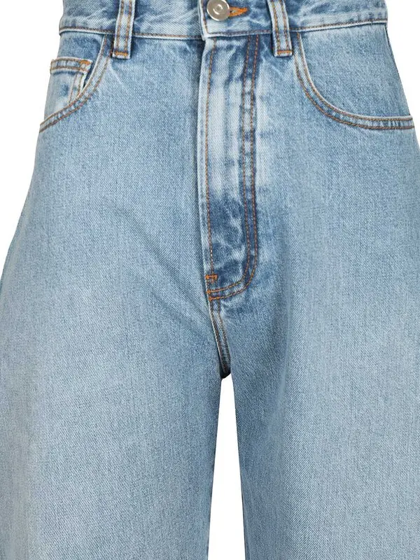 Alaïa Round Barrel Leg Jeans - Light Blue