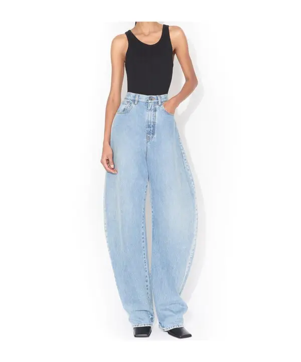 Alaïa Round Barrel Leg Jeans - Light Blue