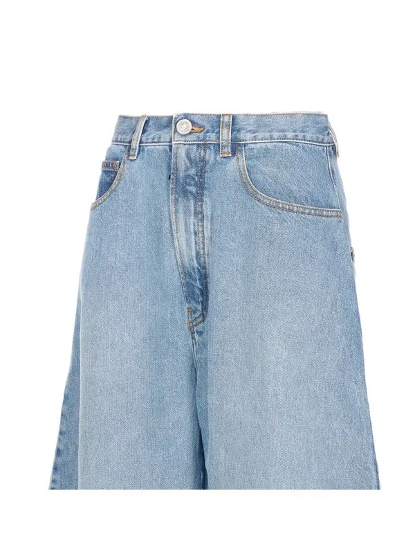 Alaïa Round Barrel Leg Jeans - Light Blue