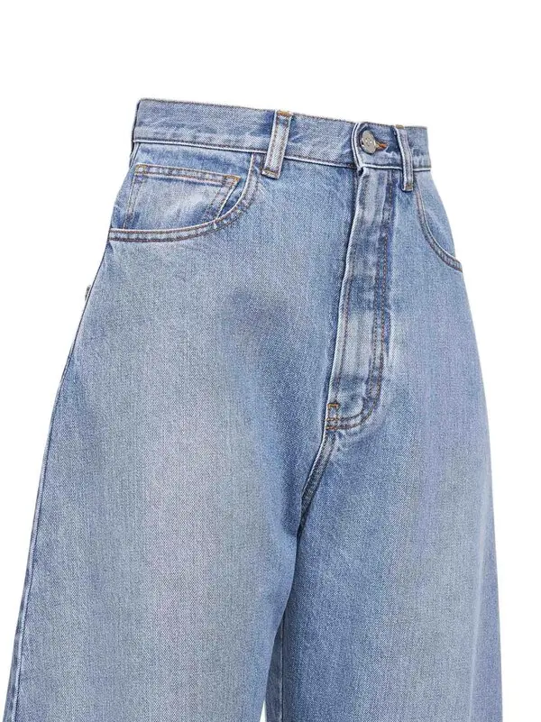 Alaïa Round Barrel Leg Jeans - Light Blue