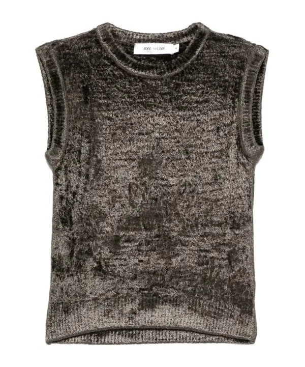 AYA MUSE Ribbed Knit Cropped Tank Top - Cocoa