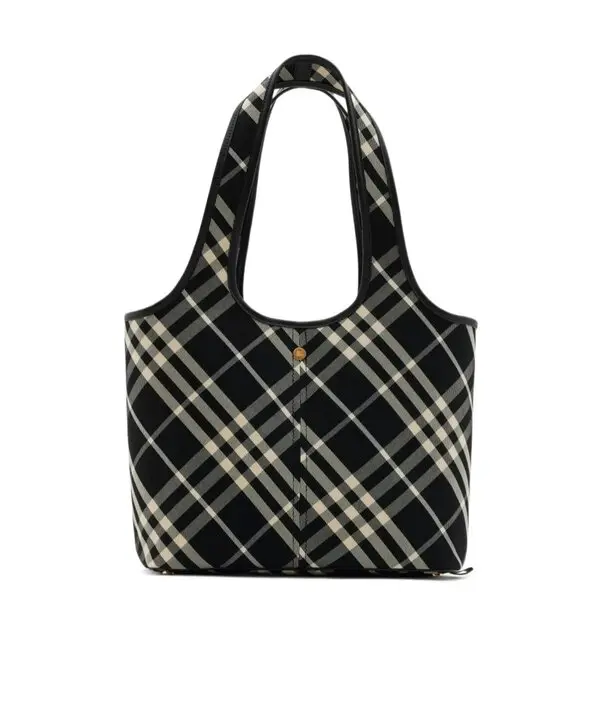 Burberry Nova Check Top Handle Bag - Black/plain White
