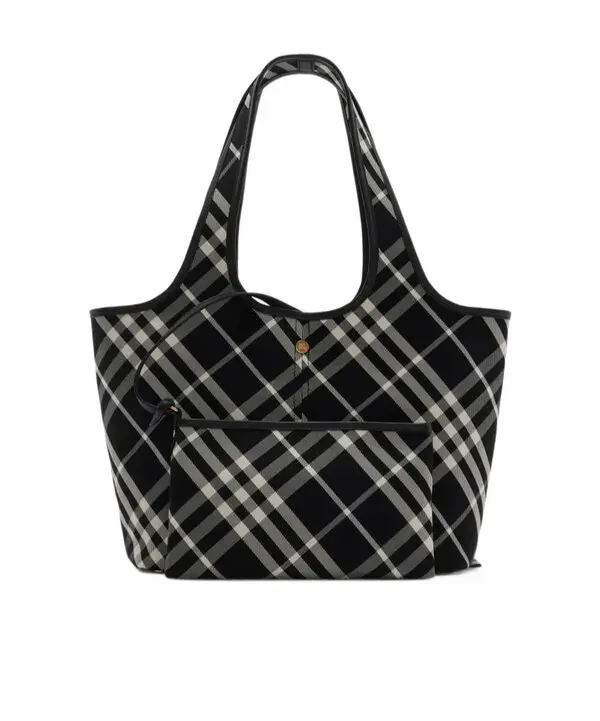 Burberry Nova Check Top Handle Bag - Black/plain White