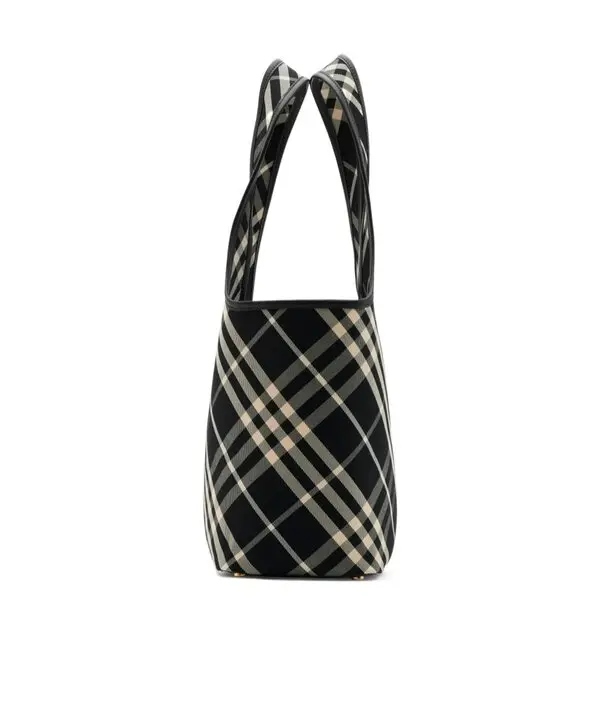 Burberry Nova Check Top Handle Bag - Black/plain White
