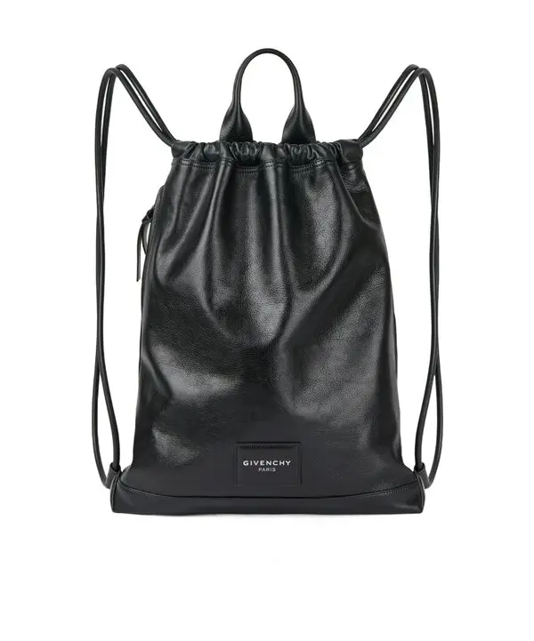 Givenchy Antigona Stamped Backpack In Grained Shiny Leather - Black