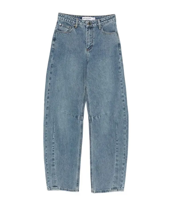 SELF-PORTRAIT Seam Detail Barrel Leg Jeans