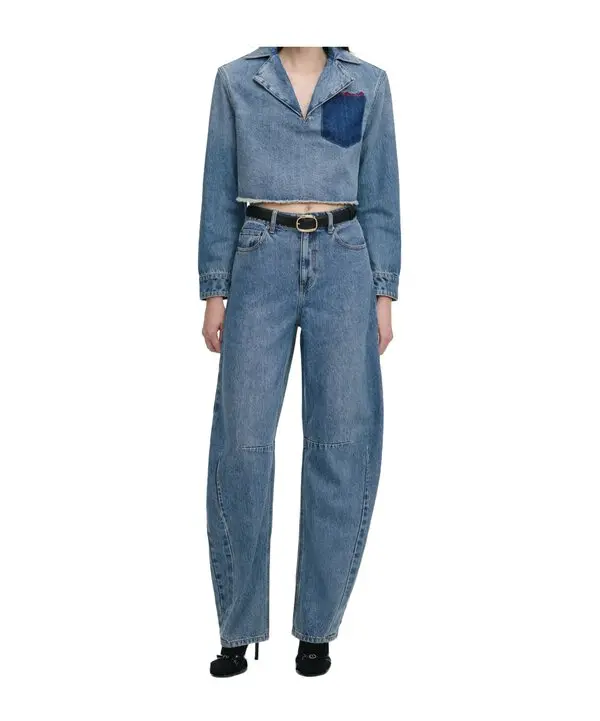 SELF-PORTRAIT Seam Detail Barrel Leg Jeans