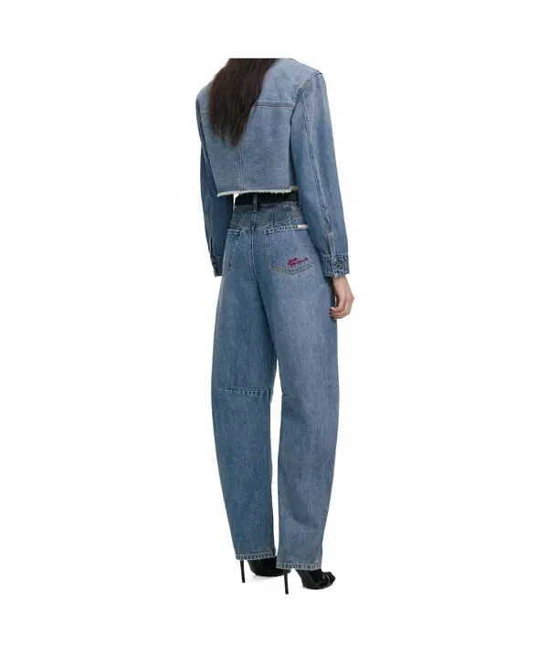 SELF-PORTRAIT Seam Detail Barrel Leg Jeans