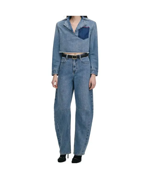 SELF-PORTRAIT Barrel Leg High Waisted Jeans