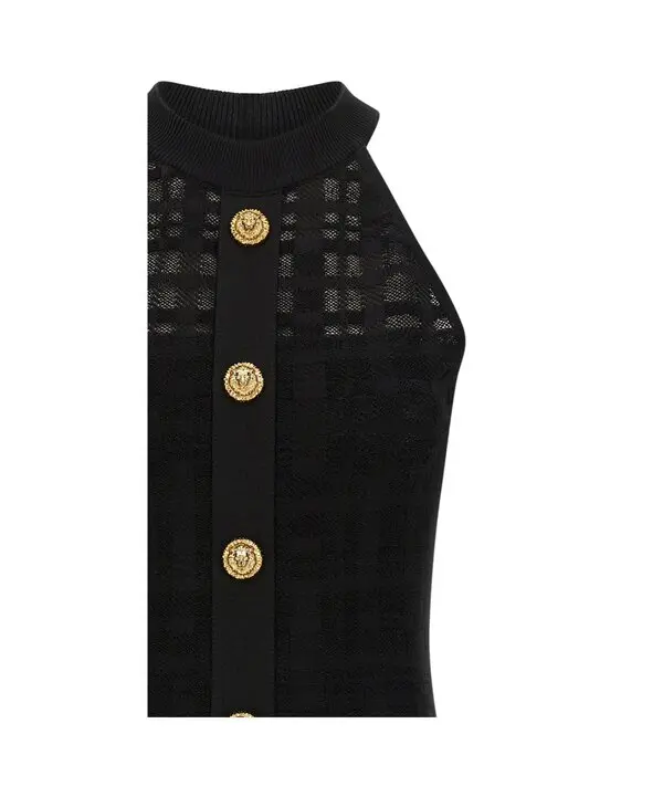 Balmain Embellished Sleeveless Dress - Black