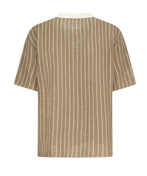 JIL SANDER Striped Open-knit T-shirt - Brown