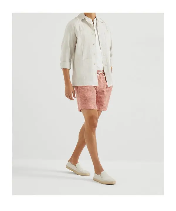Brunello Cucinelli Jacquard Stripe Easy Fit Guayabera Shirt