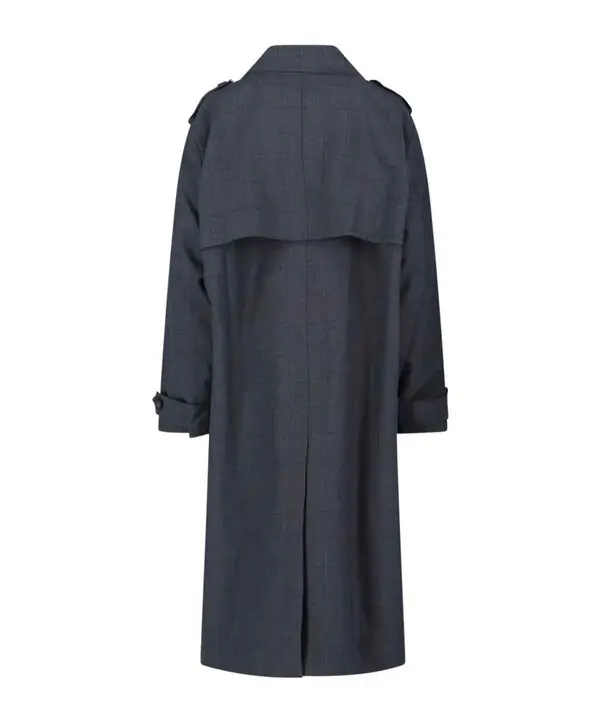 THE FRANKIE SHOP Bleecker Plaid Oversized Trench Coat - Darkgrey