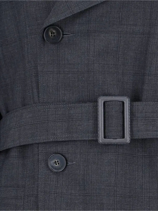 THE FRANKIE SHOP Bleecker Plaid Oversized Trench Coat - Darkgrey