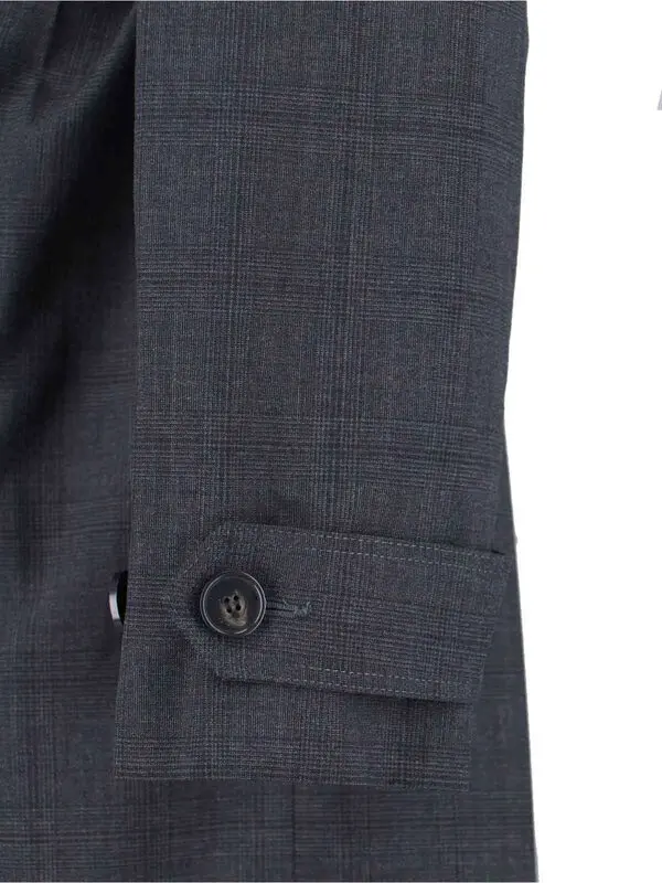 THE FRANKIE SHOP Bleecker Plaid Oversized Trench Coat - Darkgrey