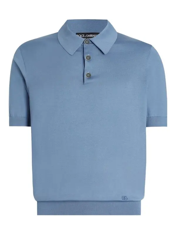Dolce & Gabbana Dolce Gabbana Dg Logo Embroidered Polo Shirt - Light Blue