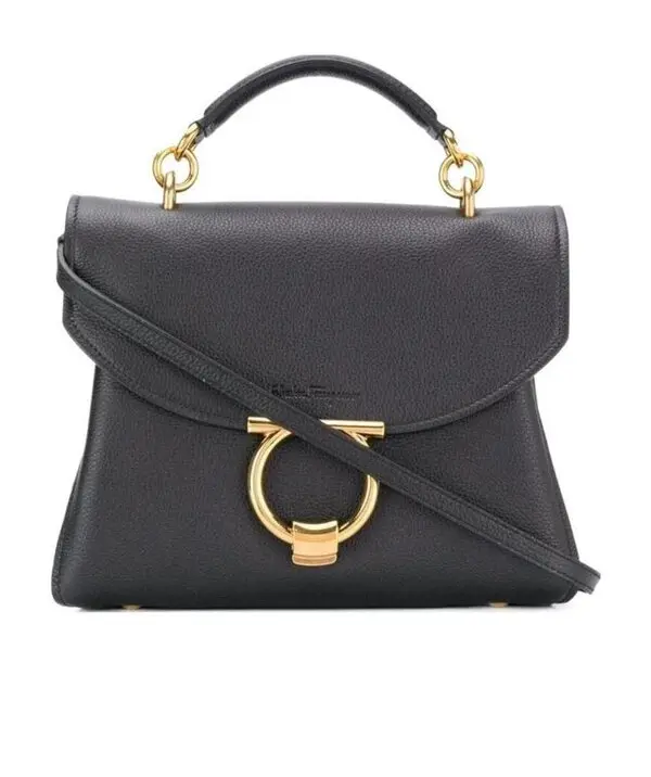 FERRAGAMO Gancini Top Handle Bag - Black