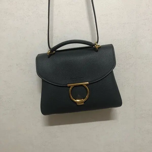 FERRAGAMO Gancini Top Handle Bag - Black