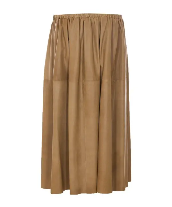 Auralee Elastic-waist Leather Midi Skirt