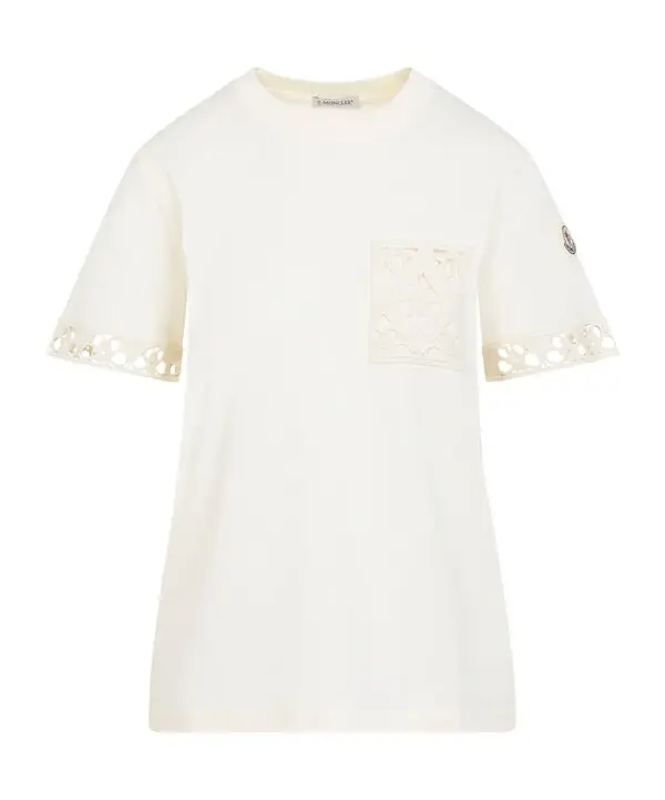 Moncler Broderie Trim Pocket T-shirt - Natural