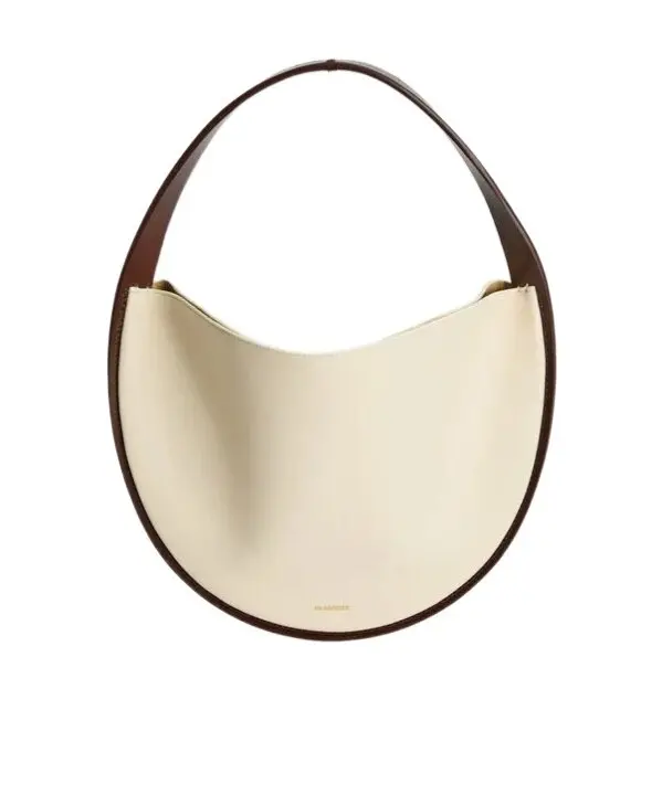 JIL SANDER Pivot Logo Embossed Shoulder Bag - Eggshell