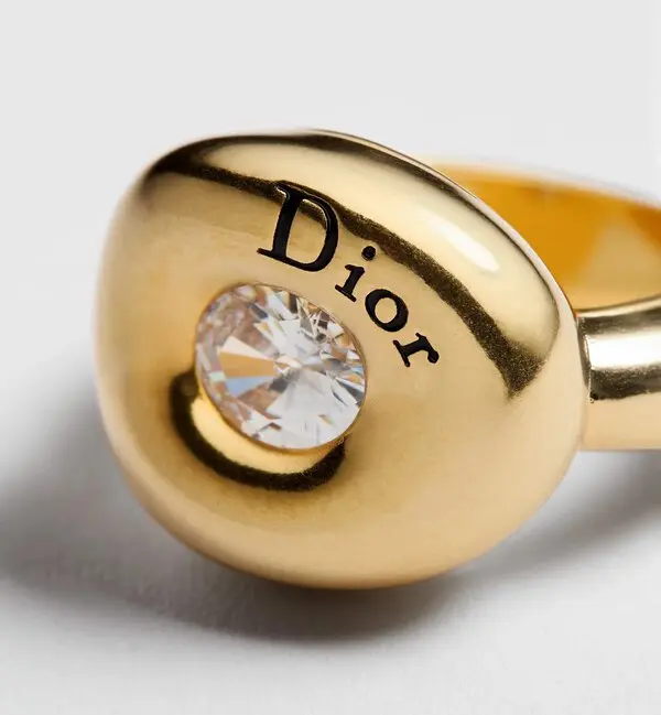Dior Gold-tone Crystal Ring - Yellow